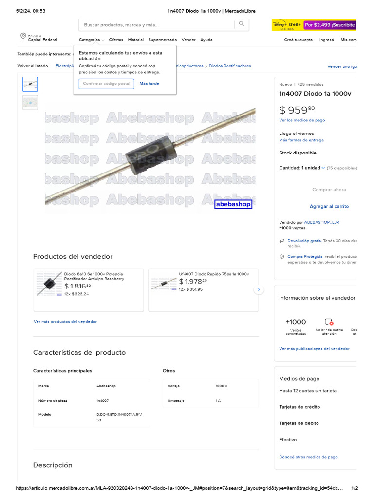 1n4007 Diodo 1a 1000v | PDF