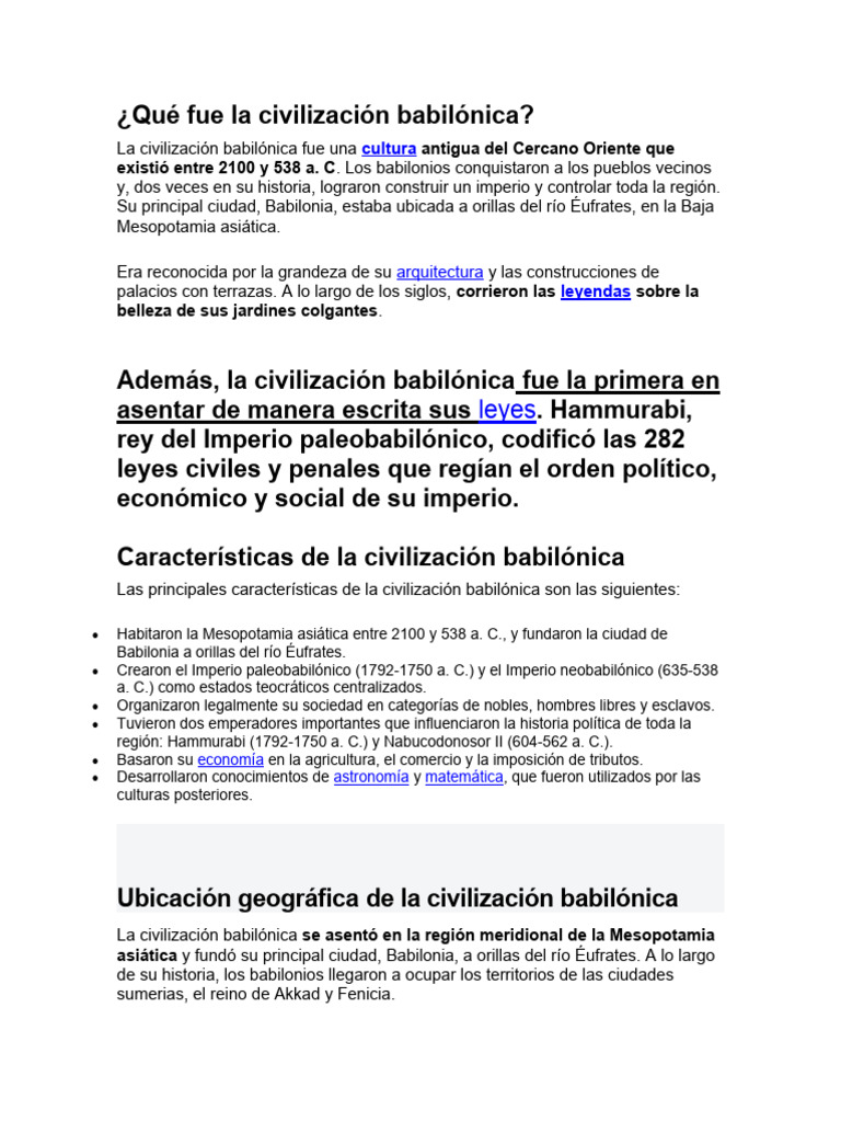 Qué Fue La Civilización Babilónica | PDF