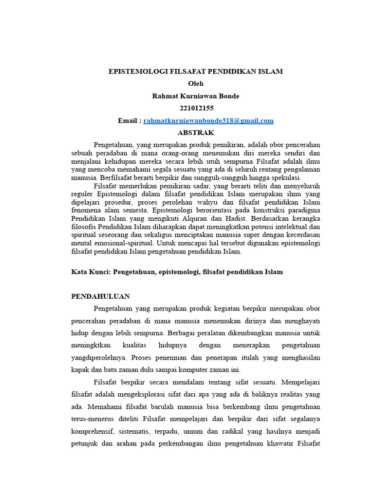 Epistemologi Filsafat Pendidikan Islam | PDF | Sains & Matematika