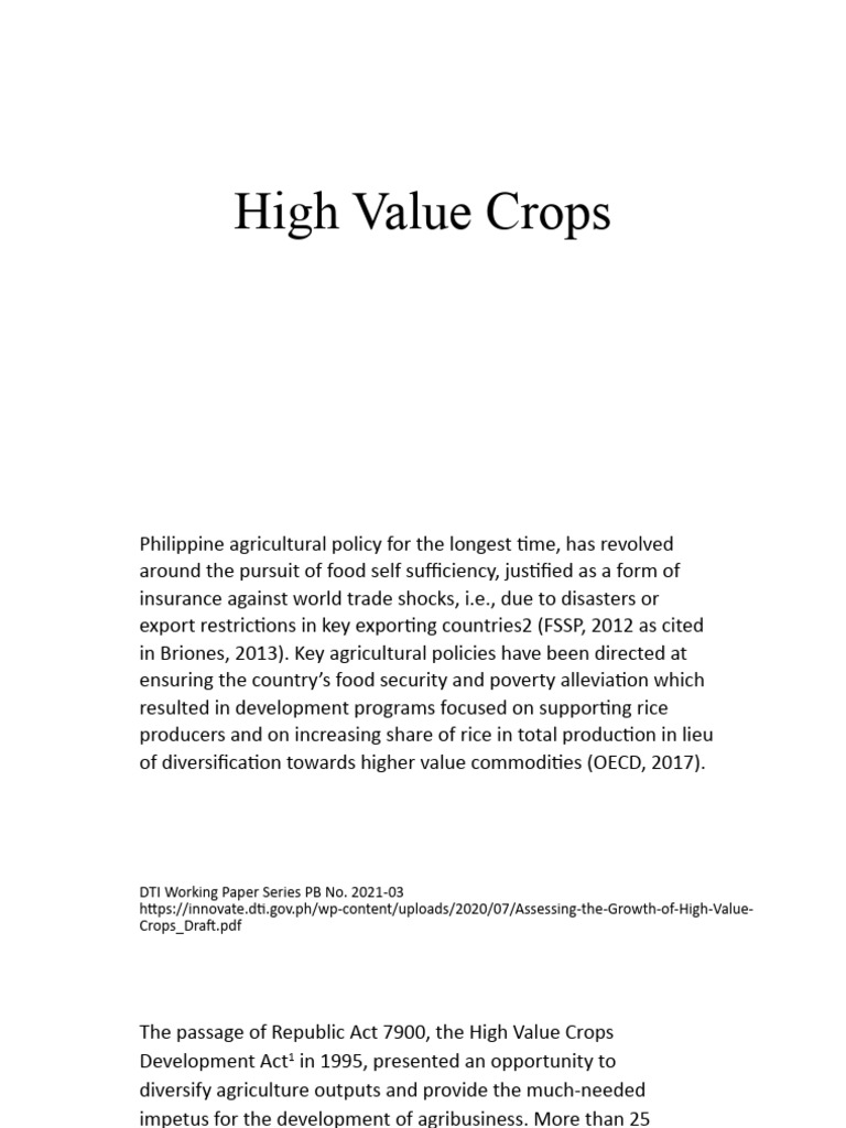 Lesson 1 107 High Value Crops | PDF