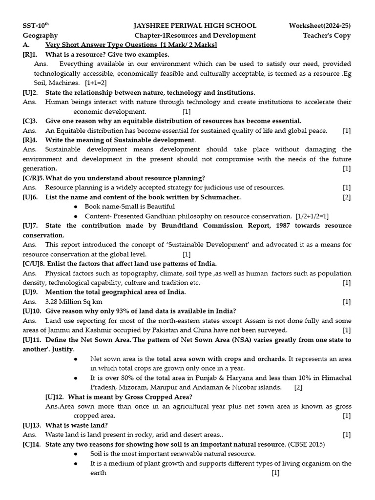 G-1 Resource - Dev Main Tchrs (2024-25) | PDF | Soil | Resource