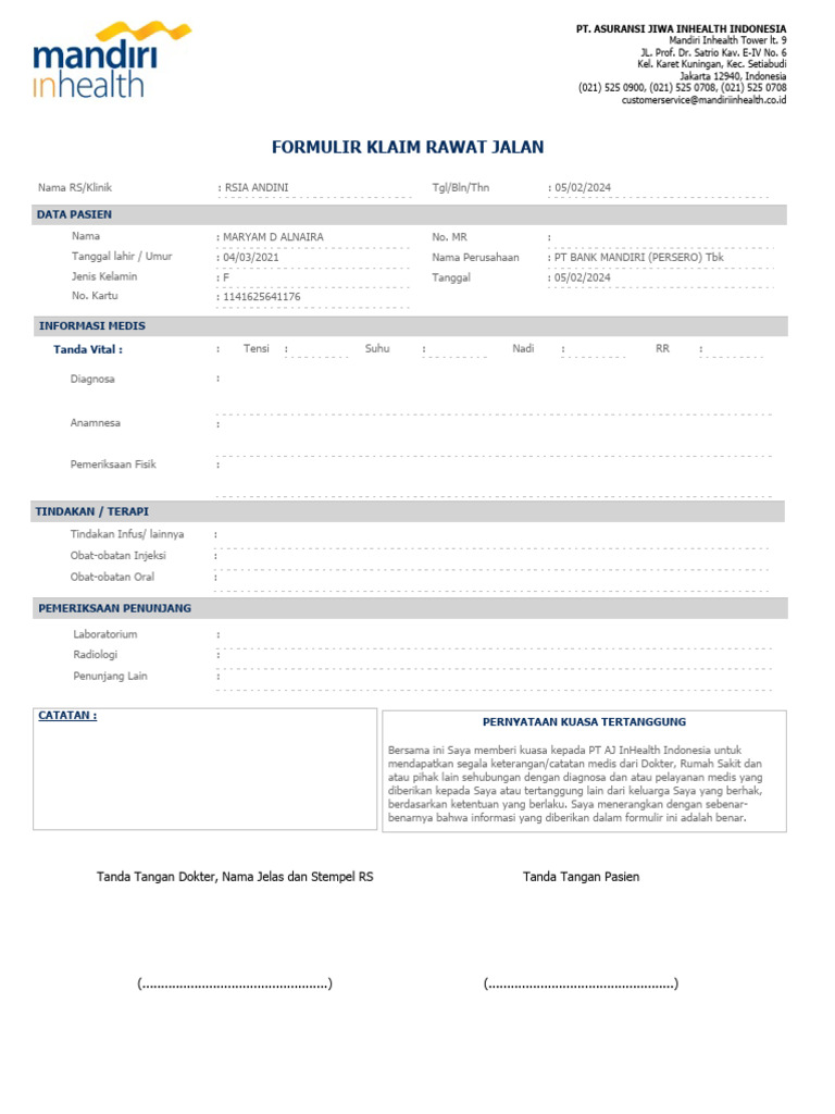Form Rawat Jalan 24020504024868 | PDF
