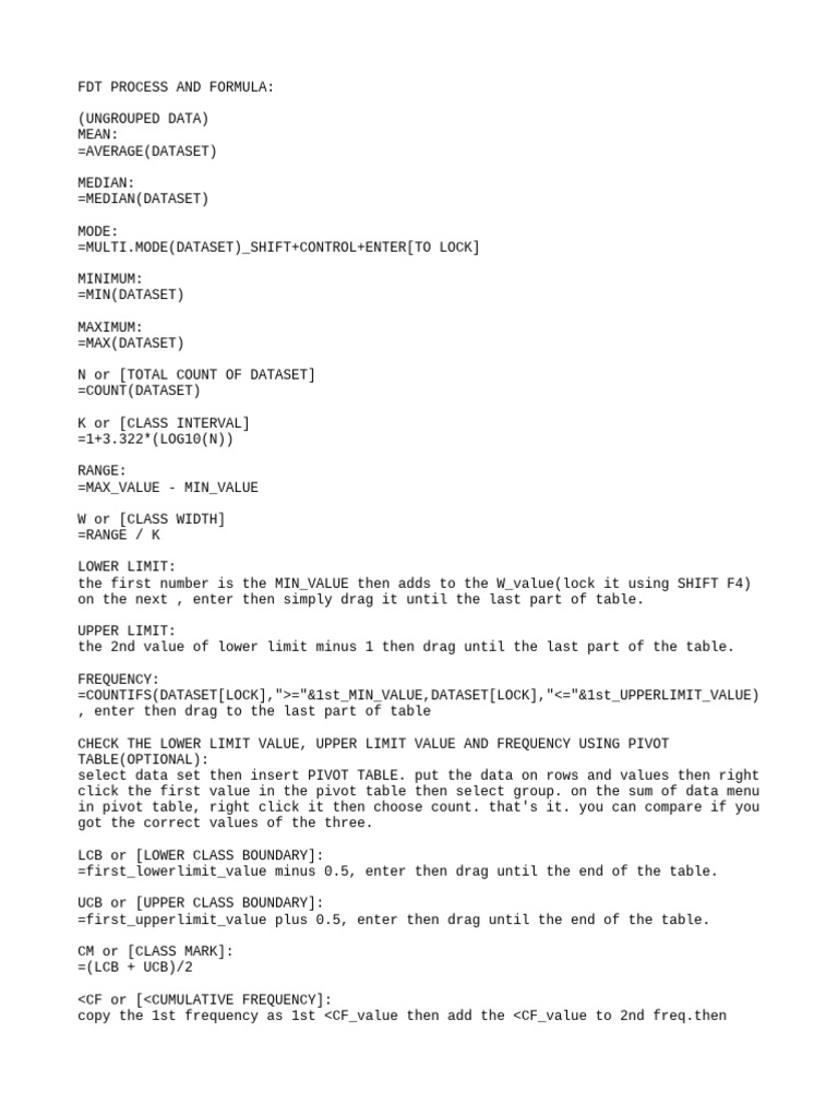 FDT Process and Formula | PDF