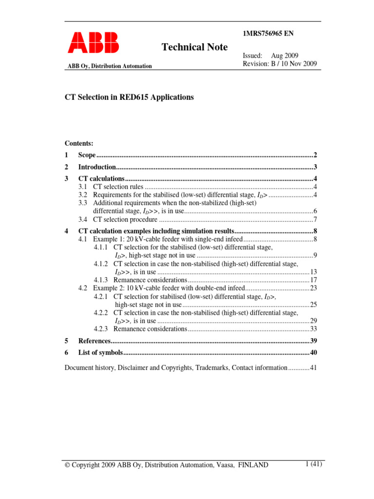 RED615 CTselection 756965 ENb | PDF | Electronics | Electromagnetism