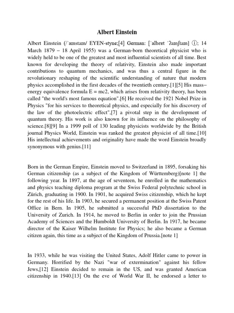 Albert Einstein | PDF | Albert Einstein | Physics
