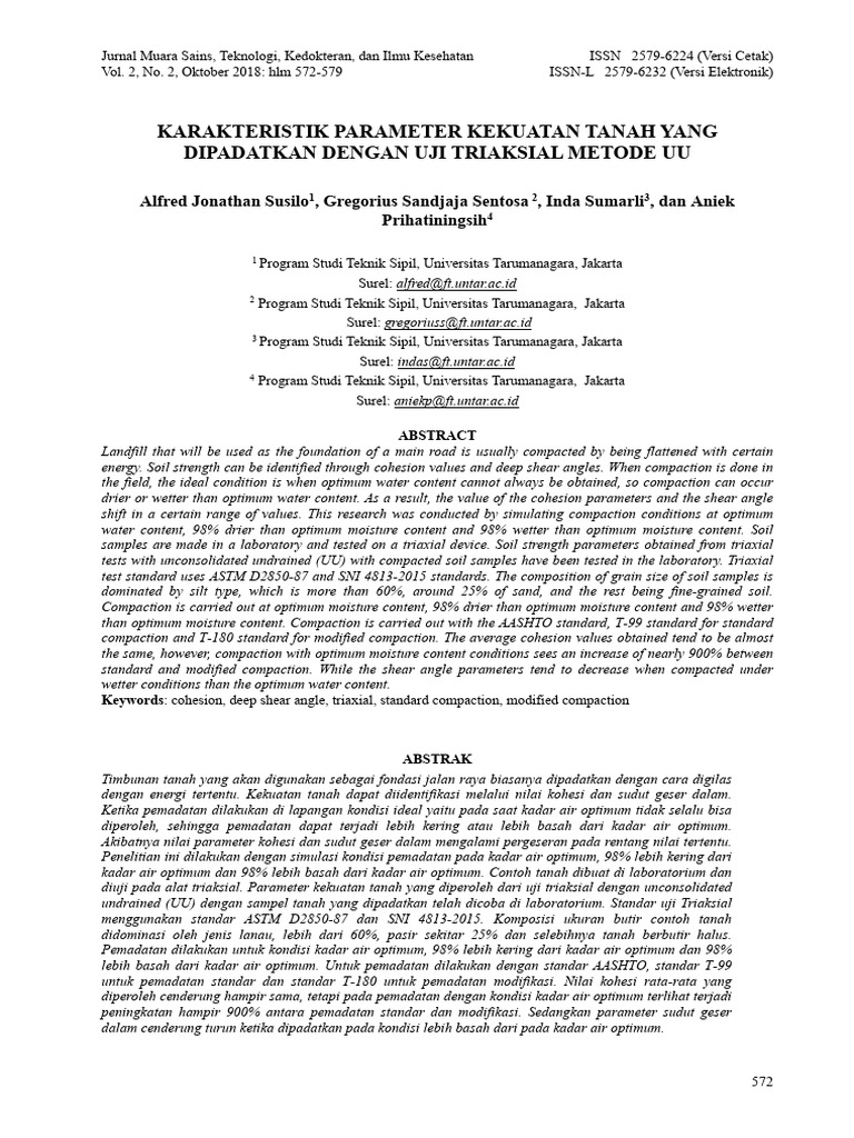 Karakteristik Parameter Kekuatan Tanah Yang 2721-11013-1-PB | PDF | Soil Science | Natural Materials