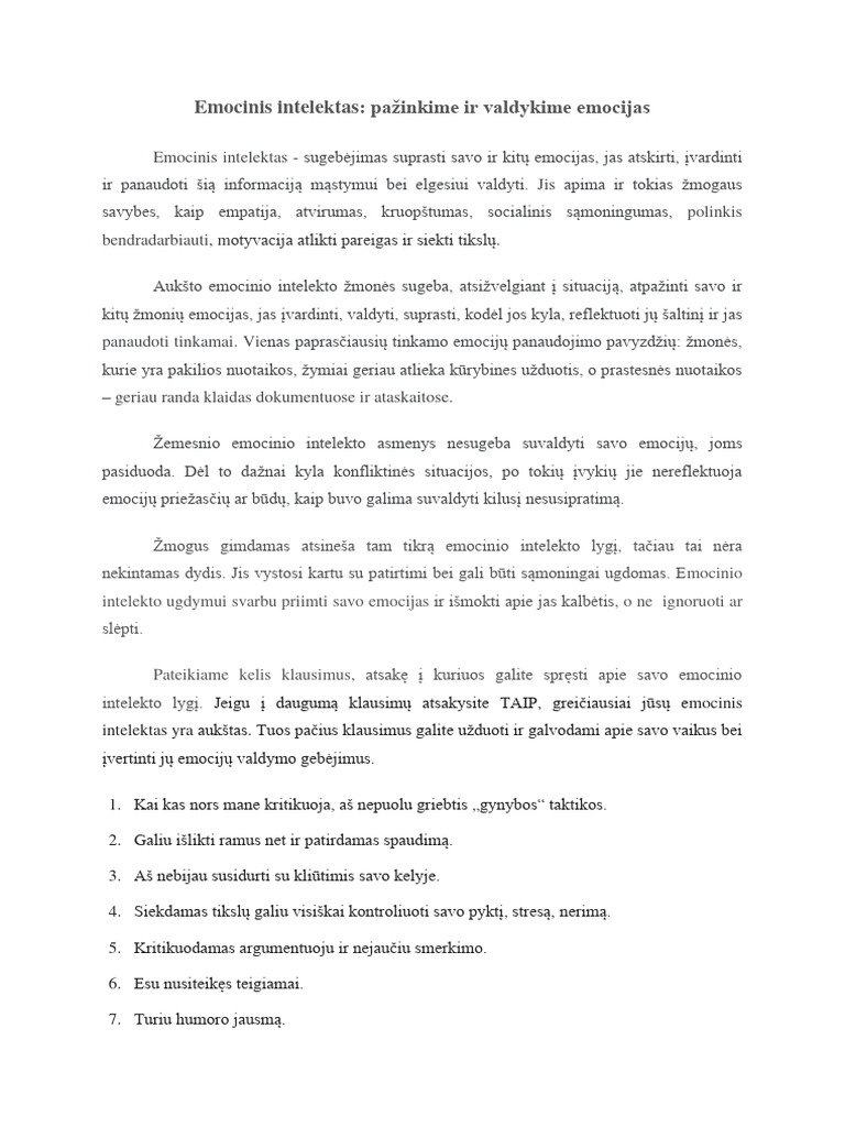 Emocinis-intelektas | PDF