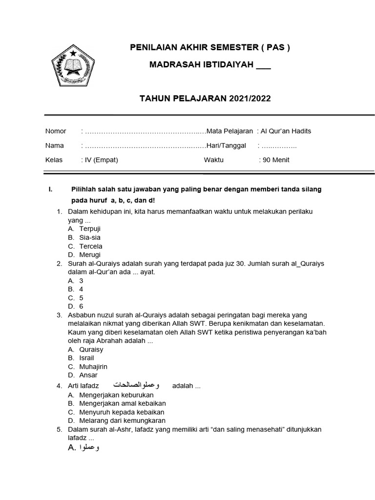 Soal Pas 4.1 TP 21-22 | PDF