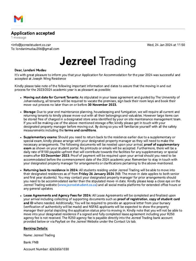 Gmail - Application accepted (1) | PDF | Service Industries