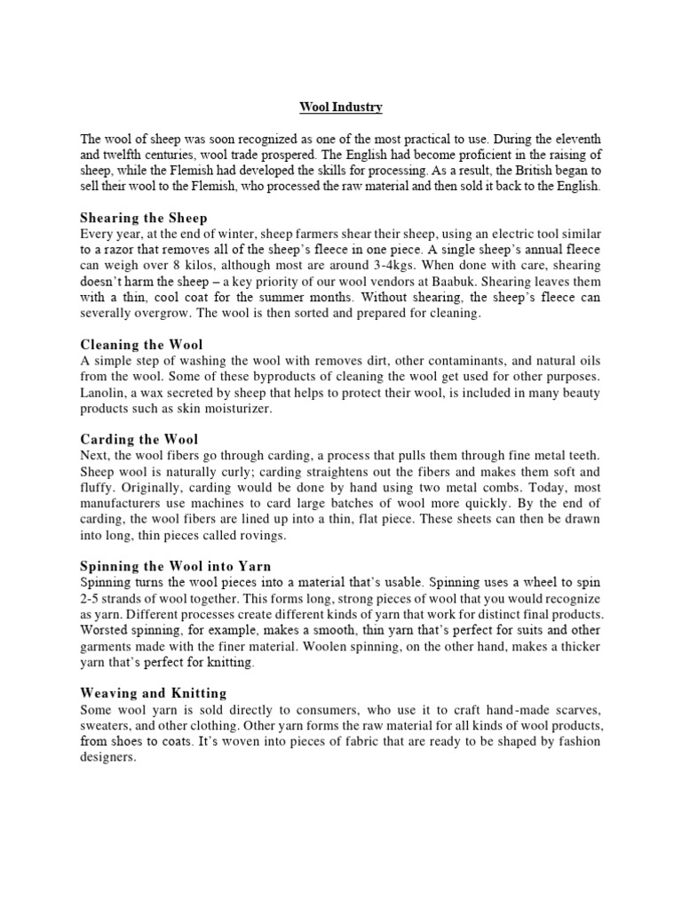 Wool Industry | PDF | Wool | Yarn