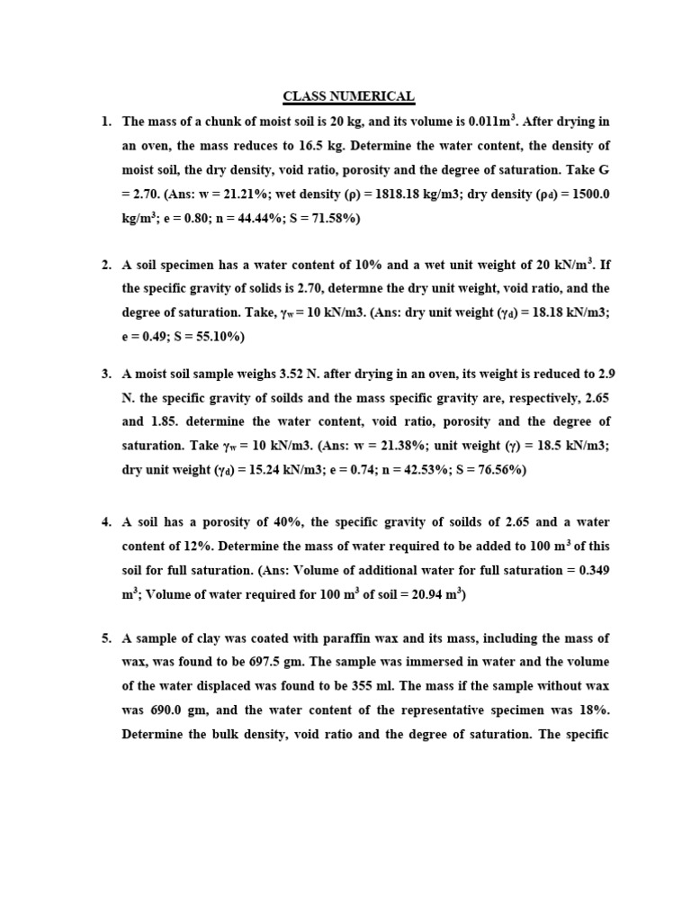 Numerical Examples | PDF | Density | Porosity