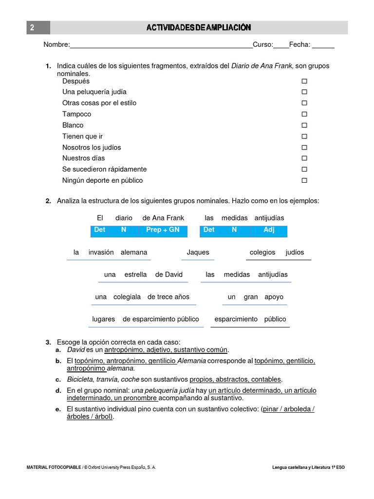 Ud2 Actividades Ampliacion Conocimiento de La Lengua | PDF