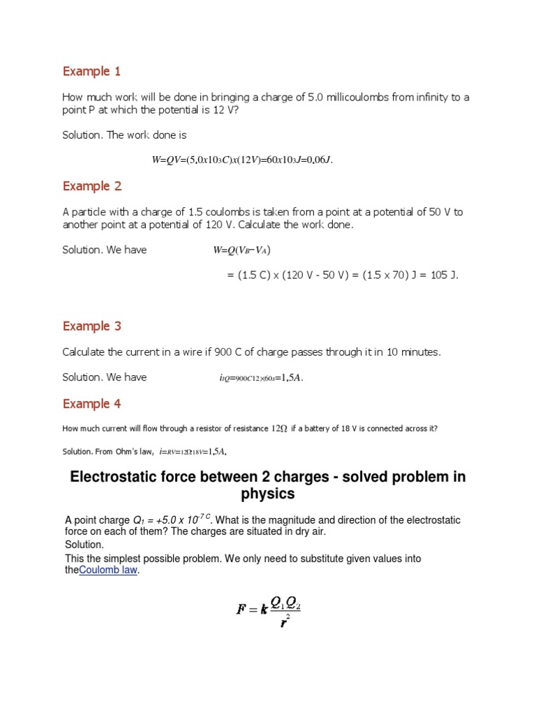 Example 1: Electrostatic Force Between 2 Charges - Solved Problem in ...