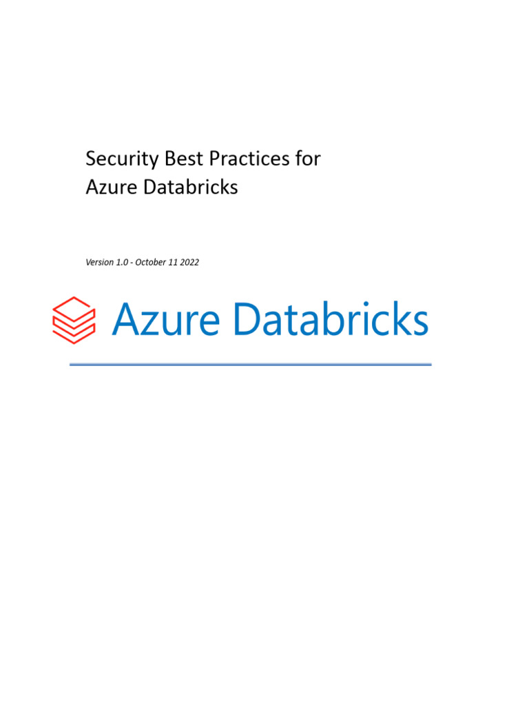 Azure Databricks-Security Best Practices and Threat Model | PDF ...