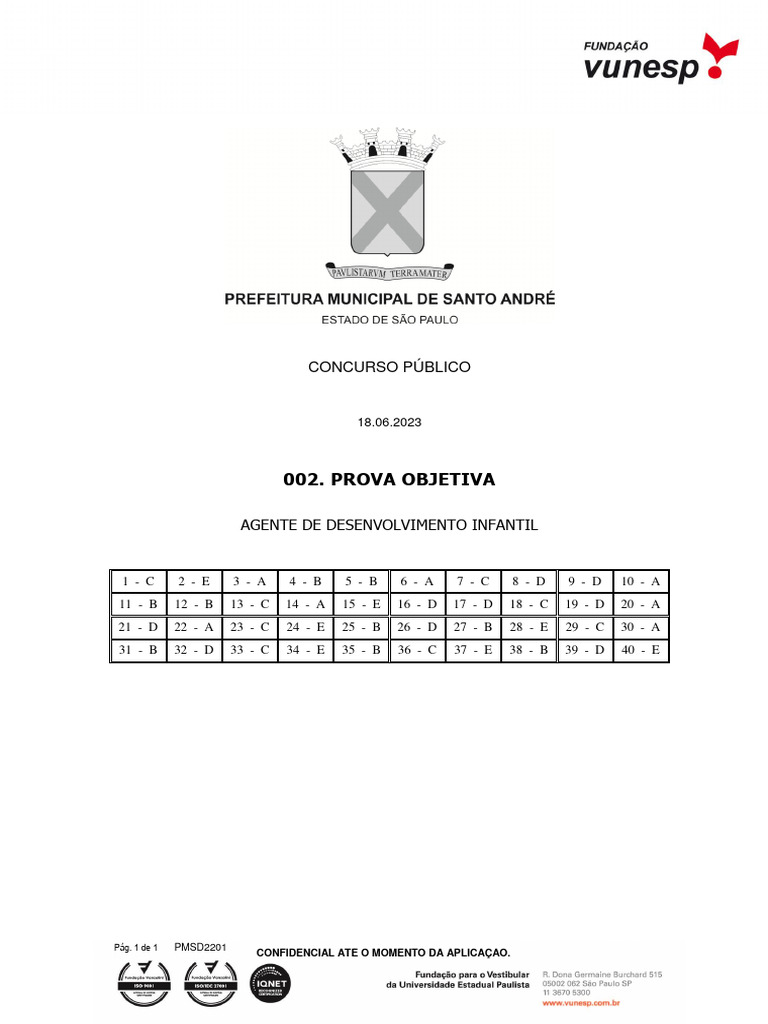 Gabarito Vunesp 2023 Adi | PDF Gabarito Vunesp 2023 Adi | PDF