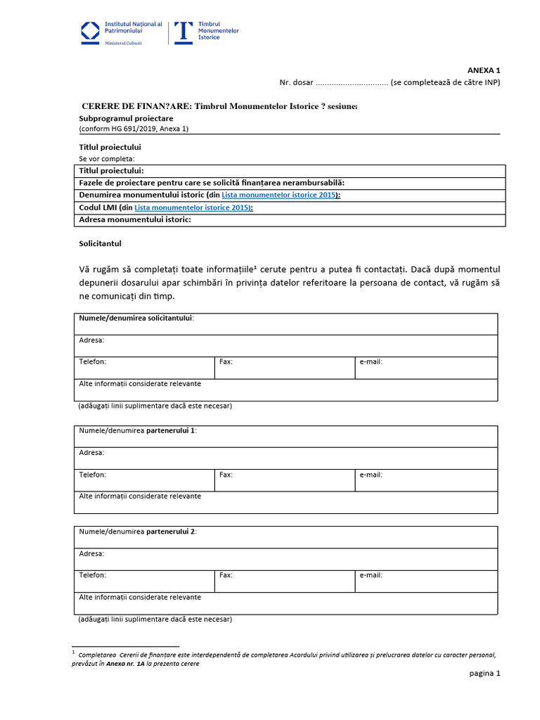 Cerere de Finantare - PR - 2024 | PDF