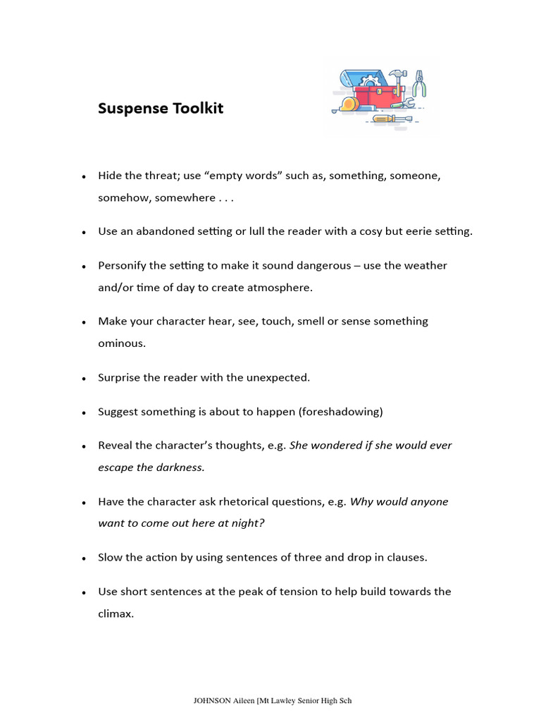 Suspense Writing Techniques Guide | PDF