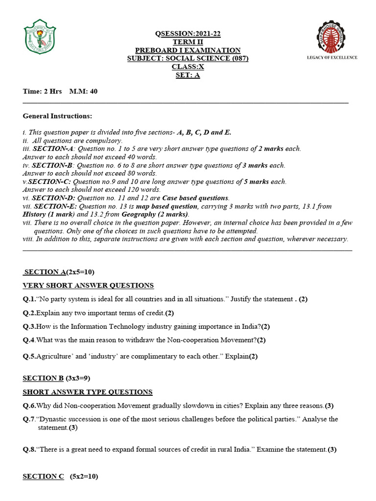 X SST PB 1 QP Set A | PDF | Mail | Communication