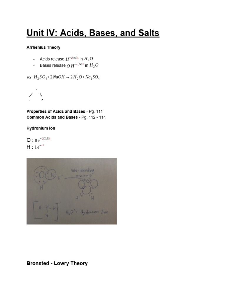 Chemistry Unit IV - Acids, Bases, and Salts-2 | PDF | Acid | Atoms
