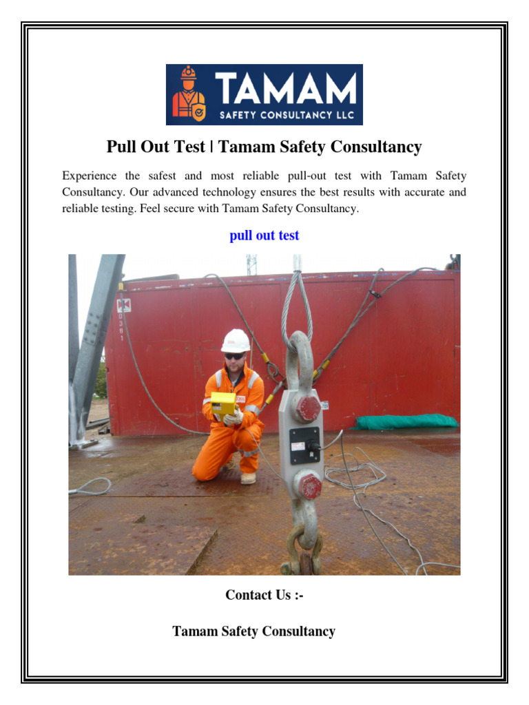 Pull Out Test Tamam Safety Consultancy | PDF