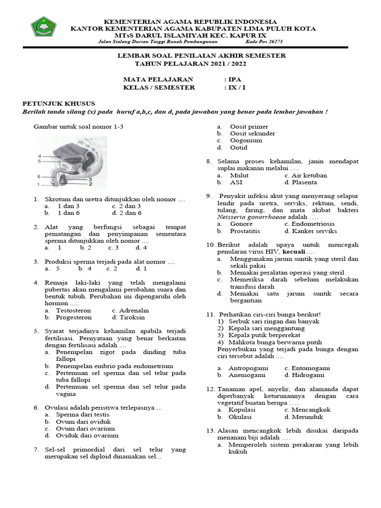 Soal PAS SMT I IPA Kls IX 2021 2022 | PDF