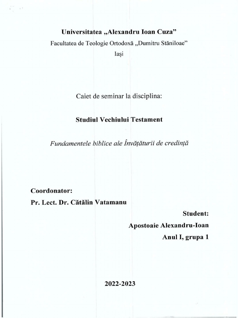 Exemplu de Lucru Individual La Studiul Vechiului Testament-2 | PDF