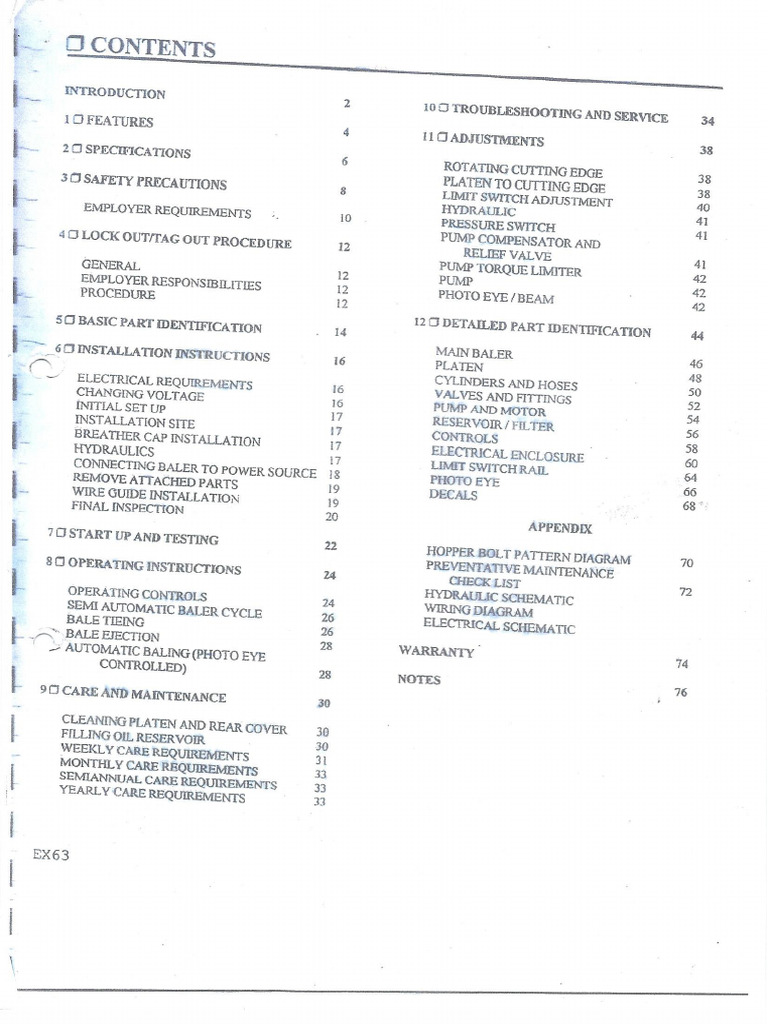 Excel - Ex63 Bailer - Operator & Maintenance Manual | PDF