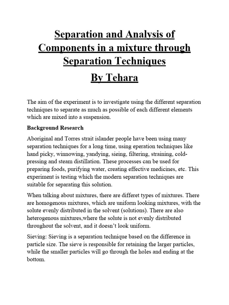 Science CAT Report Term 4 | PDF | Filtration | Mixture