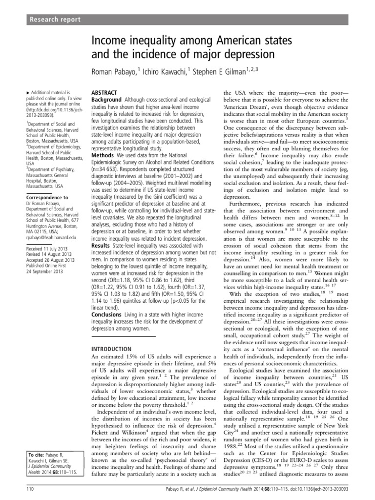 2014 Income Inequality Among American States and The Incidence of Major ...