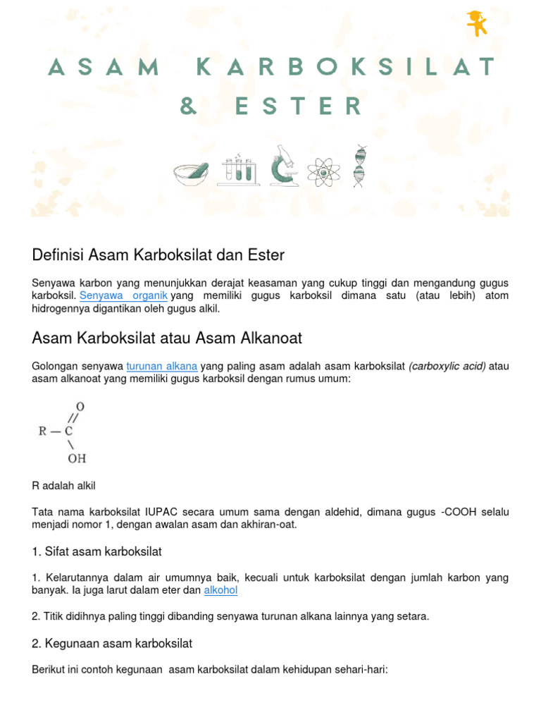 Materi Definisi Asam Karboksilat Dan Ester | PDF