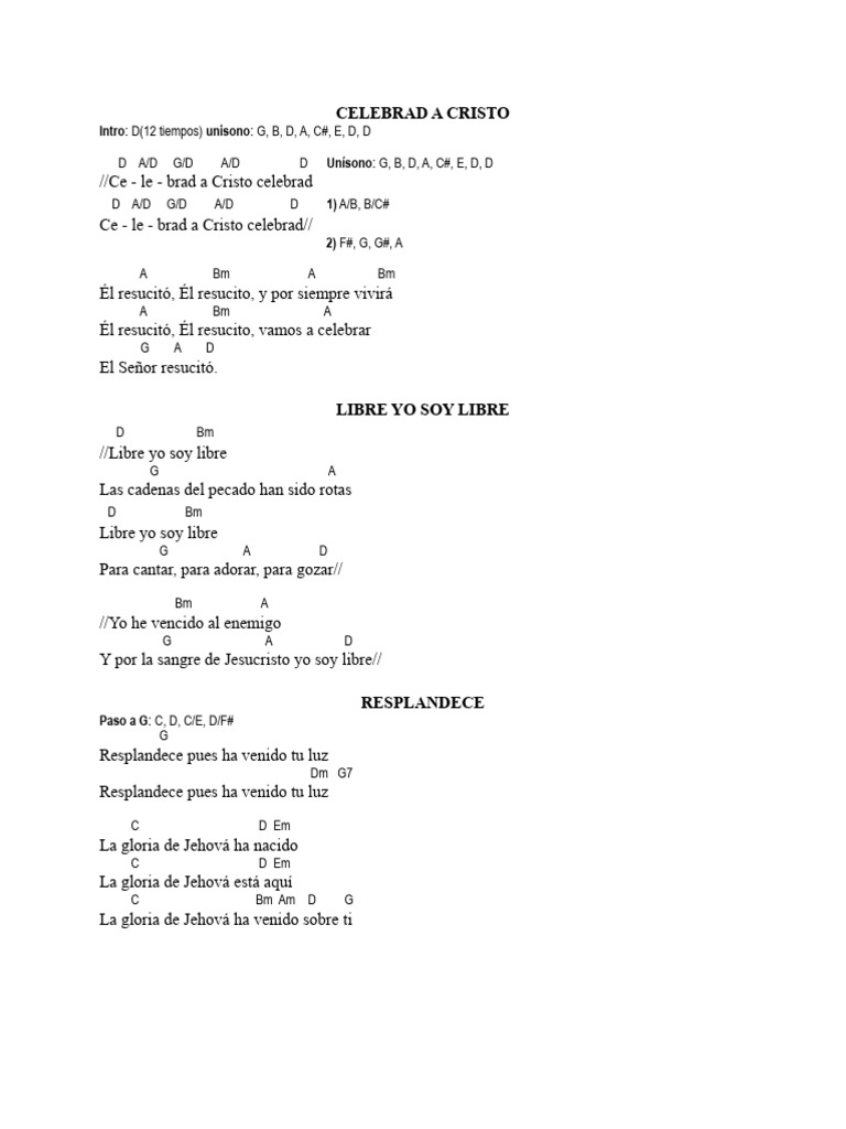 Acordes y letra de "Celebrad a Cristo" | PDF | Creencia religiosa y ...