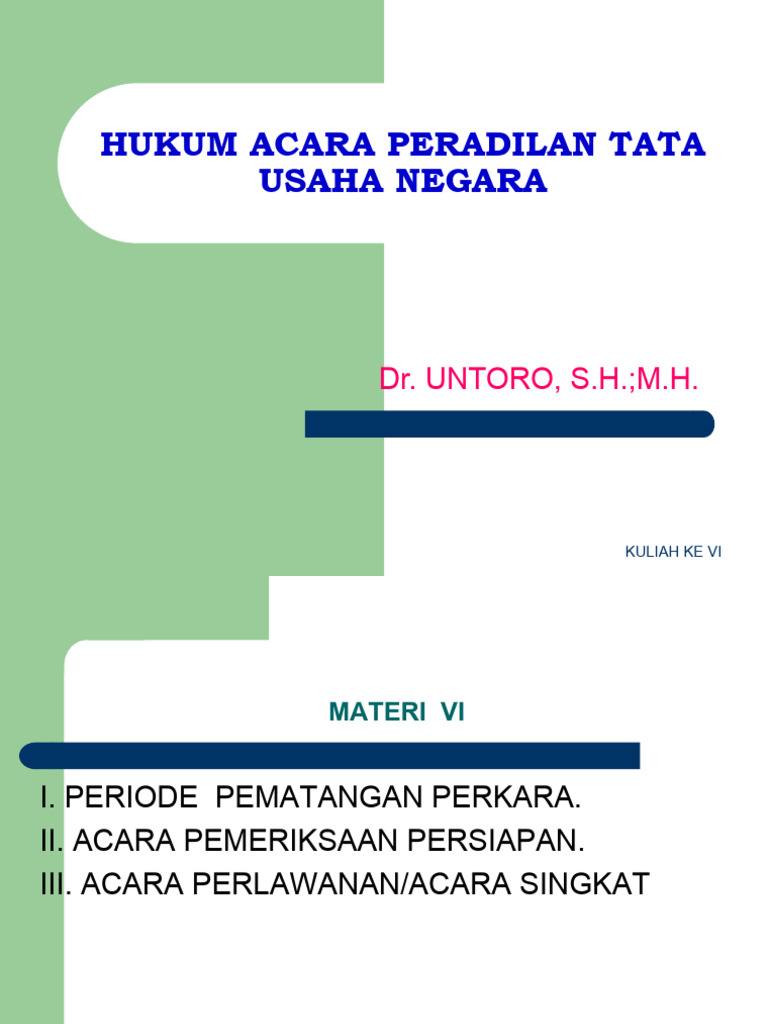 Kuliah Vi Hukum Acara Ptun | PDF