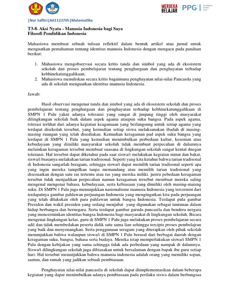 T3-8. Aksi Nyata - Manusia Indonesia bagi Saya | PDF