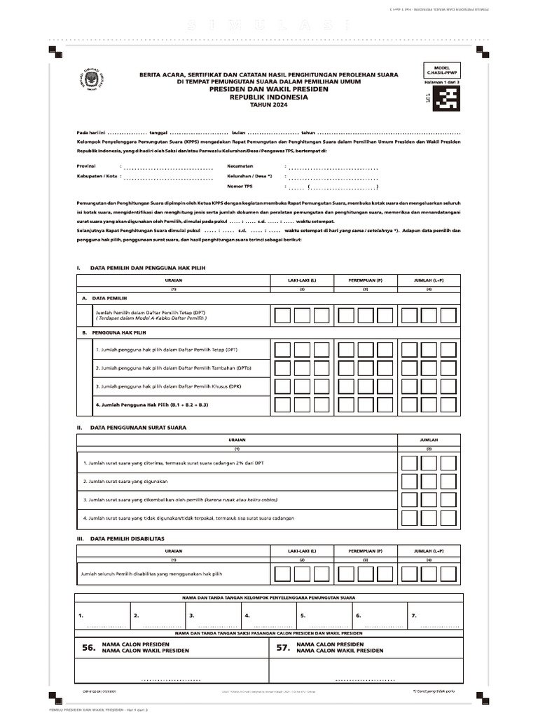 Format Penulisan C Hasil (Pleno) Presiden (PPWP) | PDF