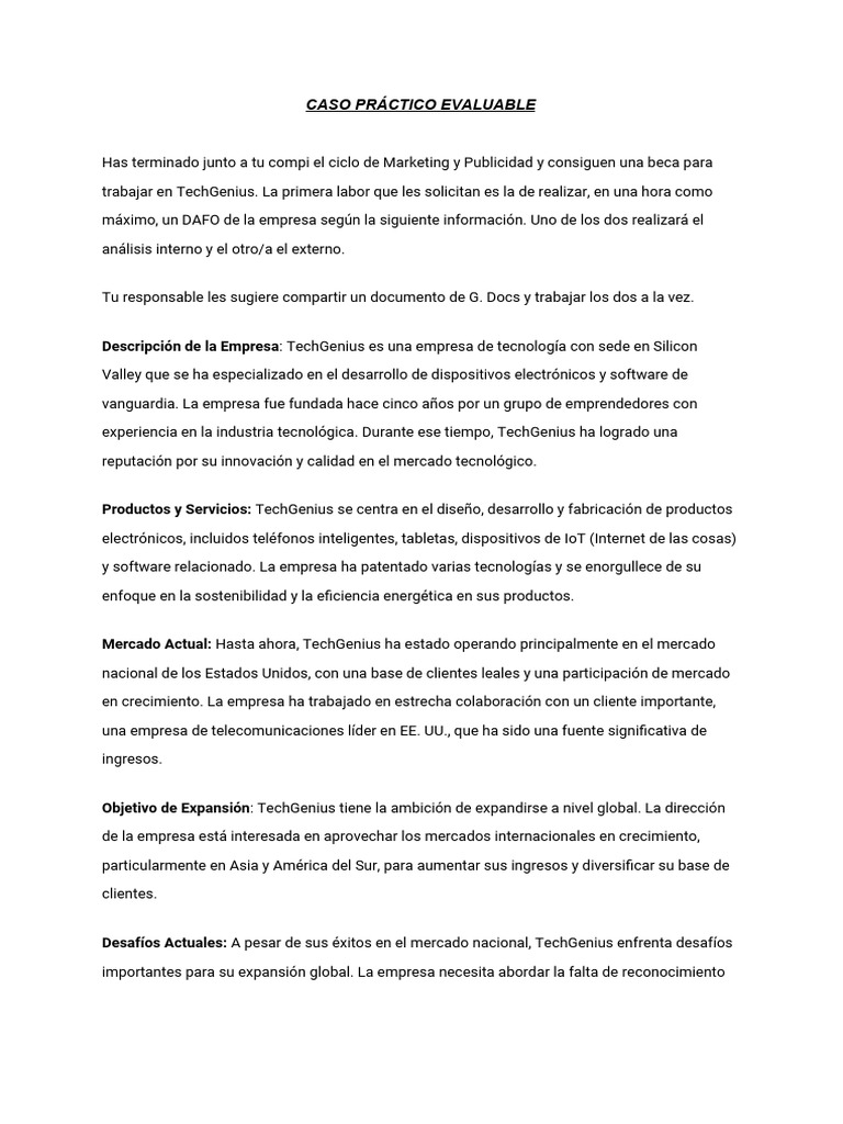 Caso Práctico Evaluable | PDF