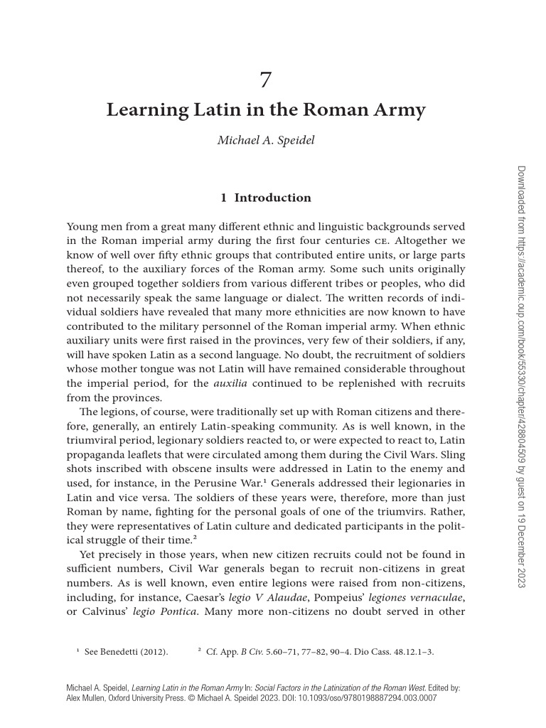 Latin Language in the Roman Army | PDF | Roman Empire | Roman Legion