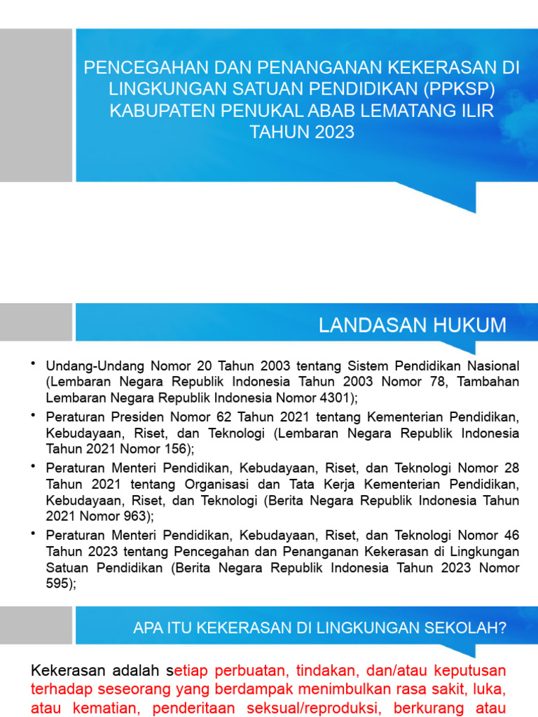 Pencegahan Dan Penanganan Kekerasan Di Lingkungan Satuan Pendidikan | PDF