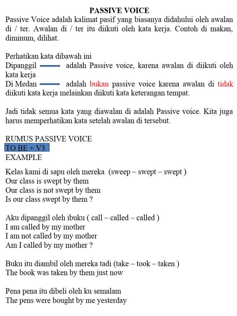 Pengertian dan Contoh Passive Voice | PDF