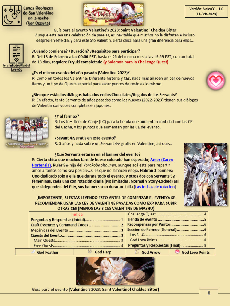Valentine's 2023 Saint Valentino! Chaldea Bitter Ver Clara | PDF