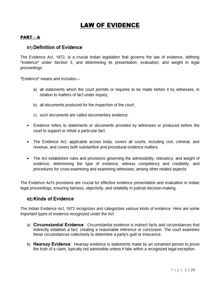 LAW OF EVIDENCE | PDF