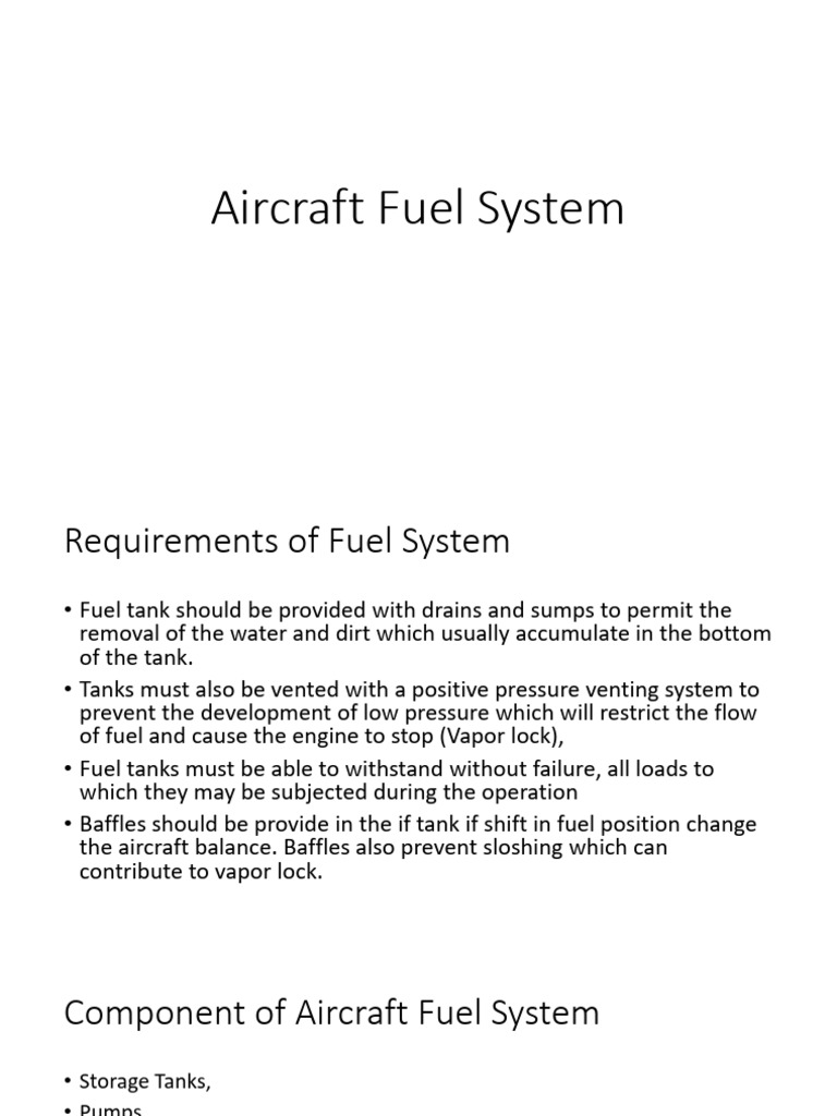 Aircraft Fuel System | PDF | Gasoline | Jet Fuel