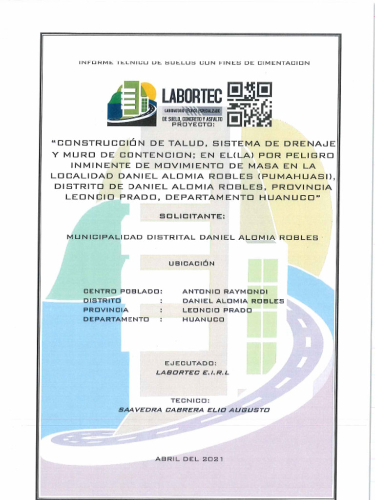 Informe de Suelos de La Construccion Del Talud de Las Vegas-Daniel ...