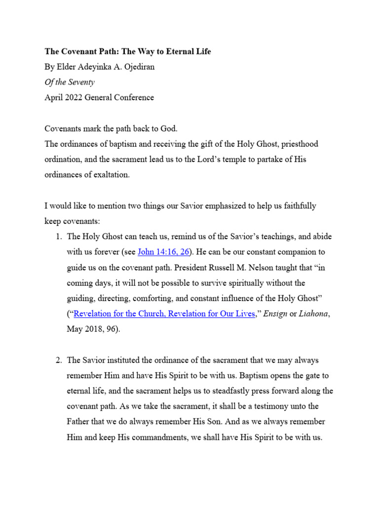The Covenant Path | PDF | Sacraments | Jesus