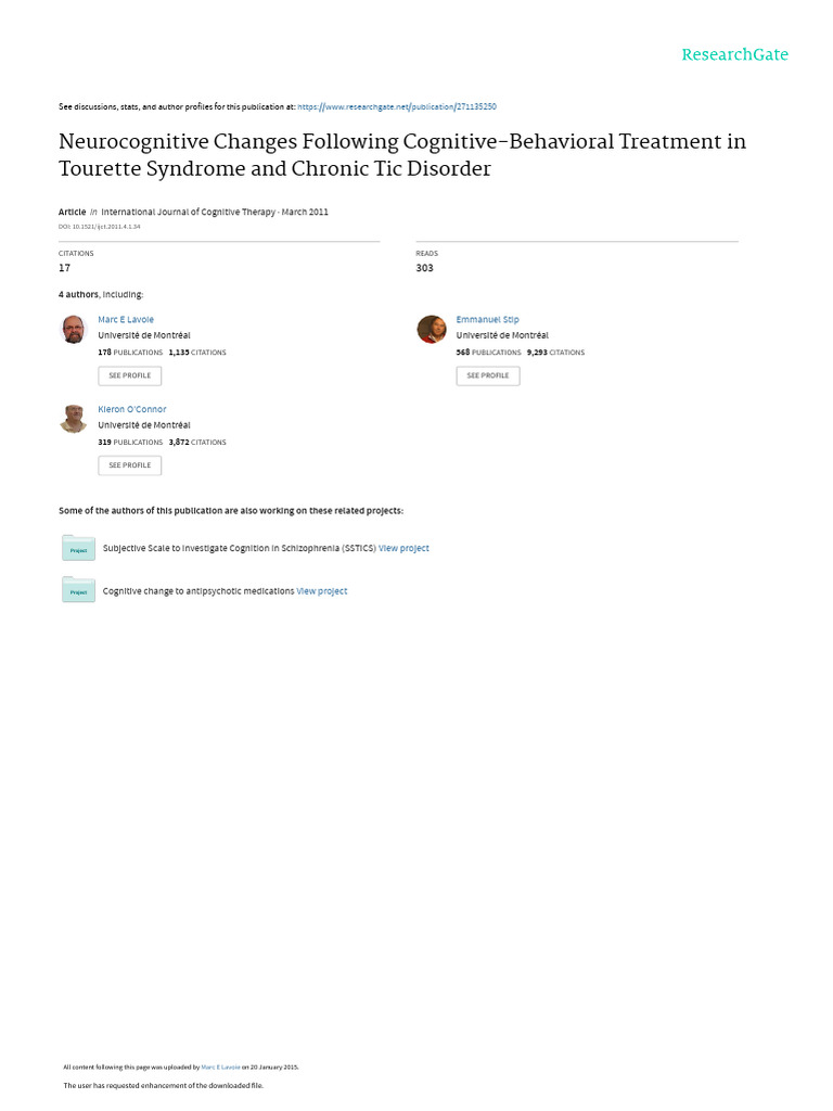 Neurocognitive Changes Following Cognitive-Behavioral Treatment in ...