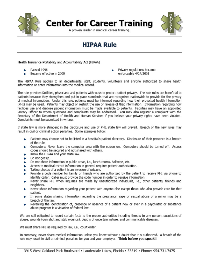 01 - BGMG CCT Education - Handout - HIPAA - 2021-06 | Download Free PDF ...
