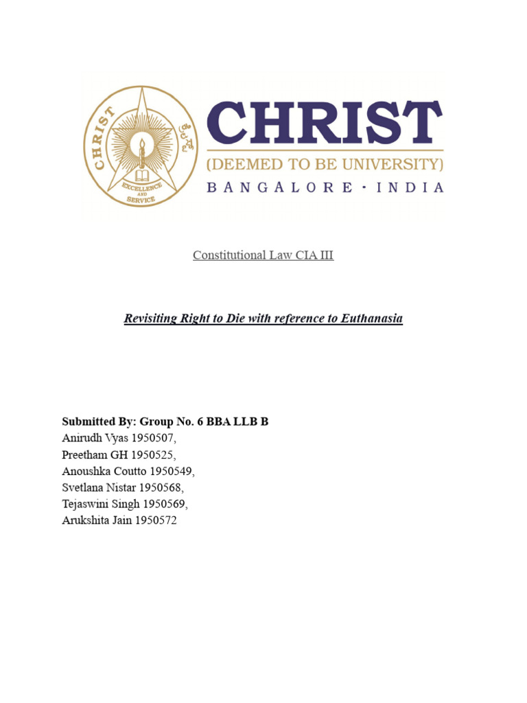 Right to Die: Euthanasia in India | PDF | Government | Ethical Principles