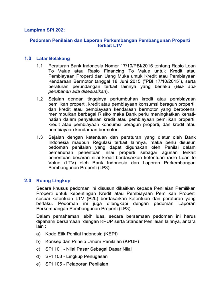 Lampiran 2.1 Penilaian Untuk Tujuan Penjaminan Utang (Lampiran LTV) | PDF