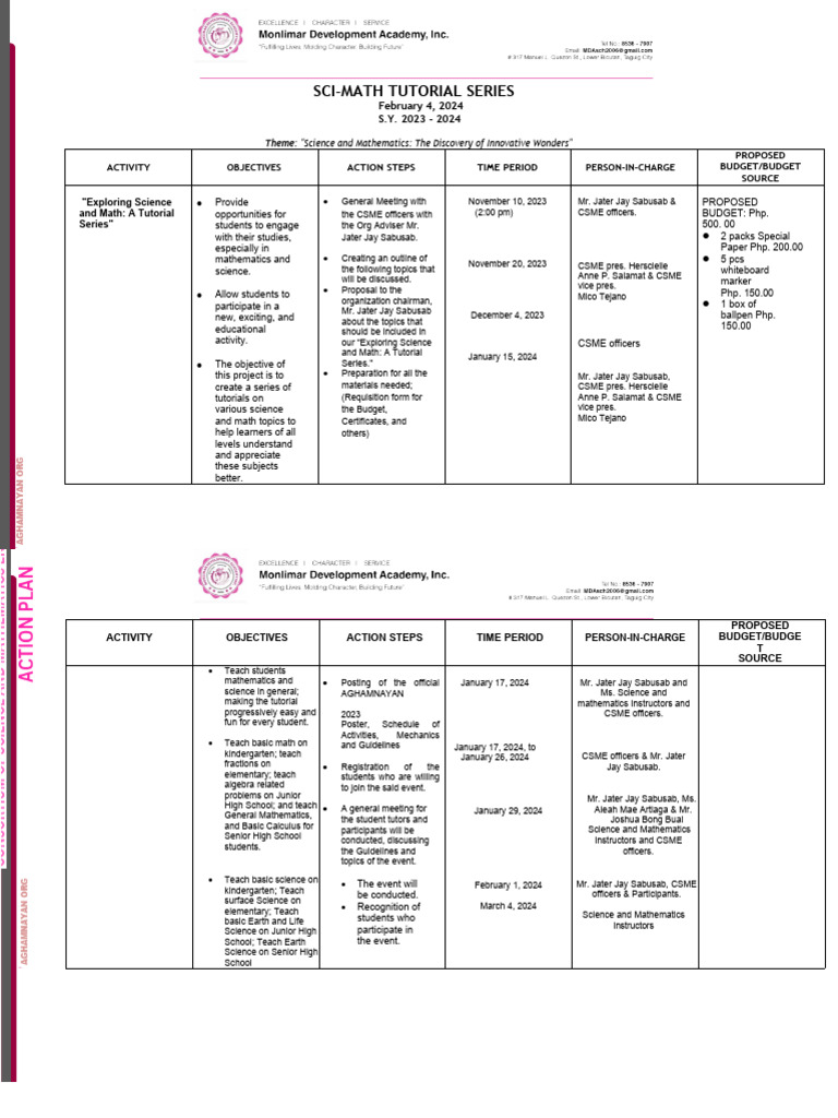 A-Tutorial-Series-ACTION-PLAN | PDF | Curriculum | Learning
