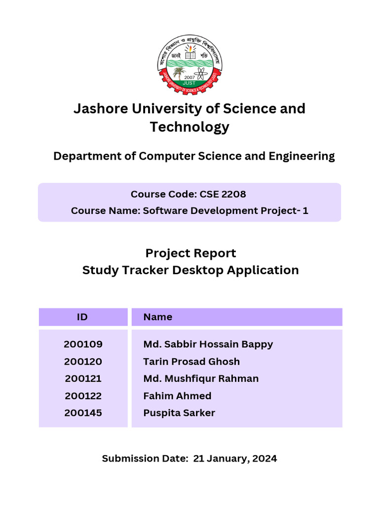 Project Report For Study Tracker App | PDF | Databases | User (Computing)