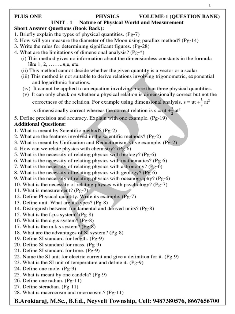 Namma Kalvi 11th Physics Question Bank English Medium 216388 | PDF | Rotation Around A Fixed ...